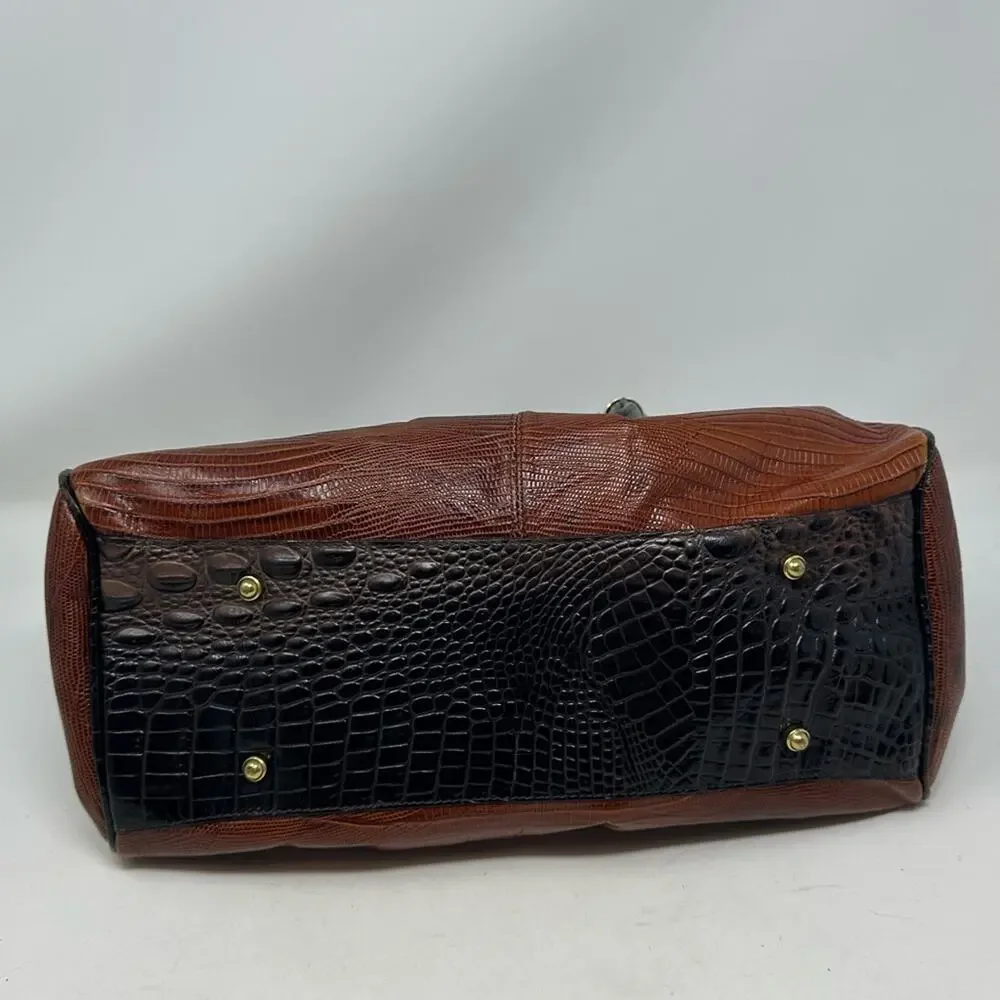 Brahmin | Bags | Brahmin Lisa Satchel Bag Cognac Tritexture Croc Lizard ...